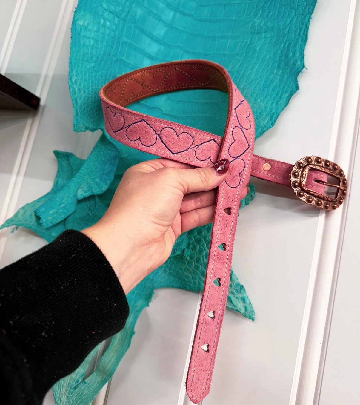 Pre Order Heart Stitched Suede Belts – Arrow M Saddlery